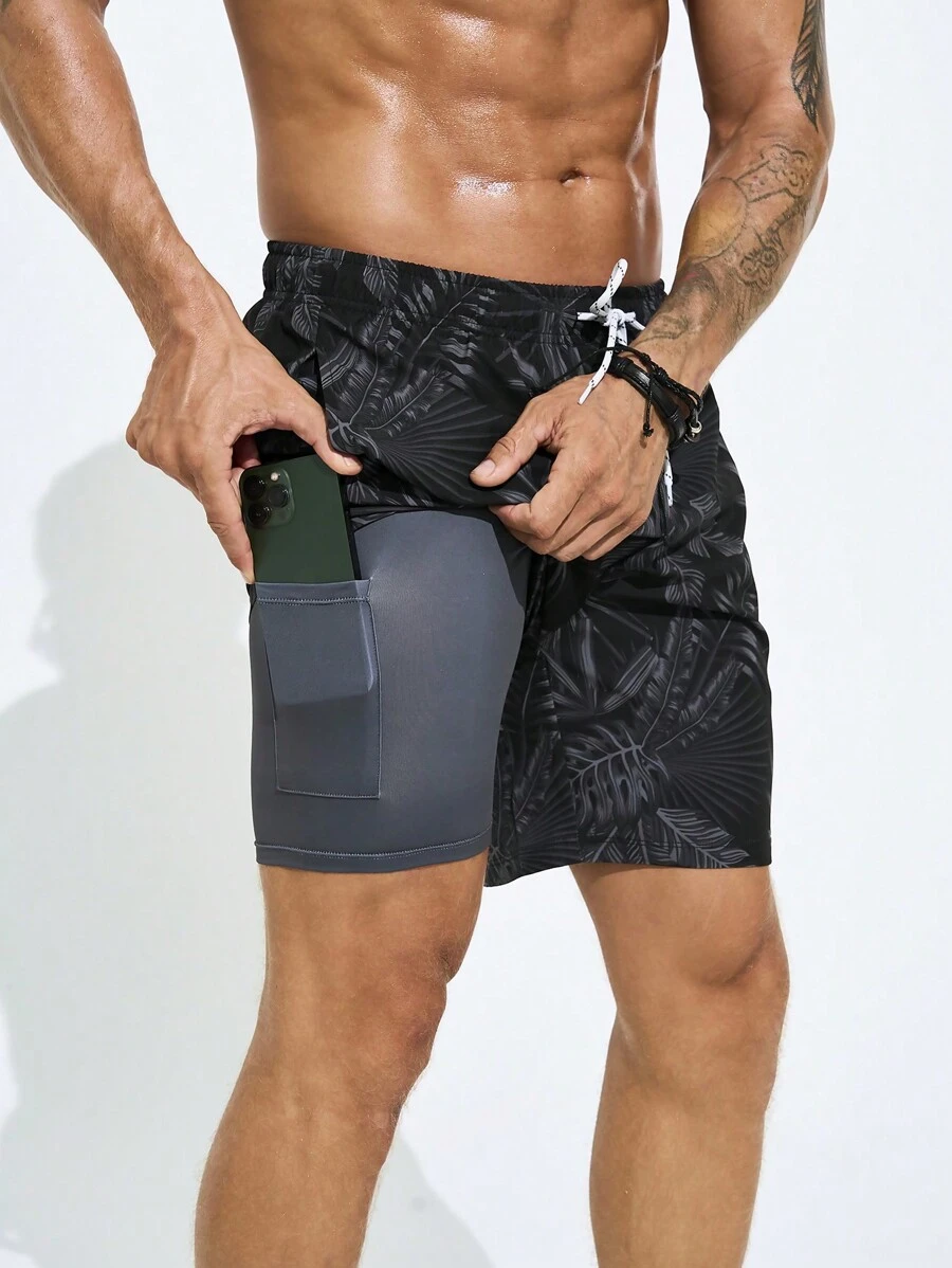 Manfinity Men Printed Drawstring Beach Shorts For Spring/Summer Holiday ...