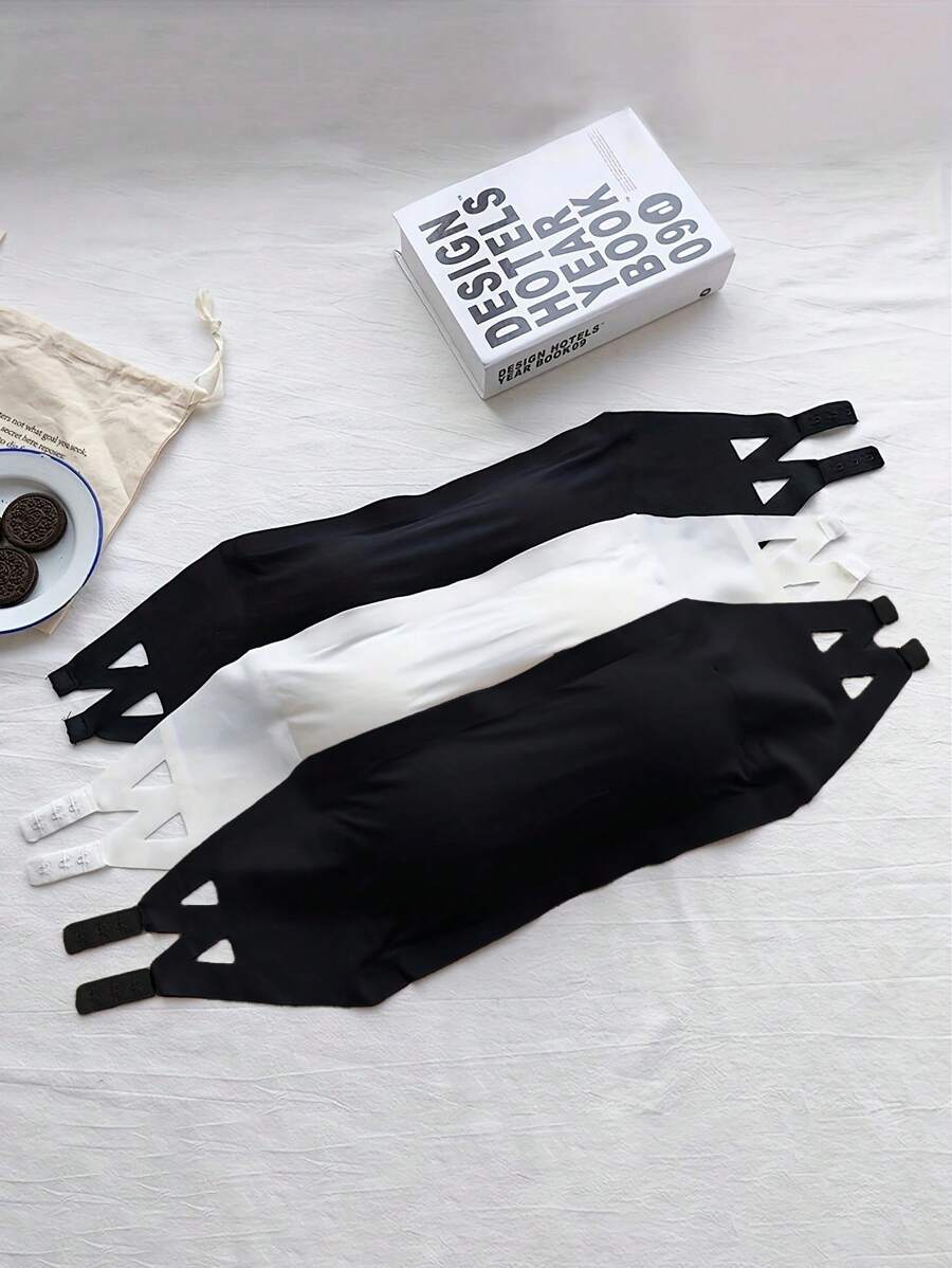 3pcs/Set Tween Girls Strapless One-Shoulder Seamless Ice Silk Tube Top ...