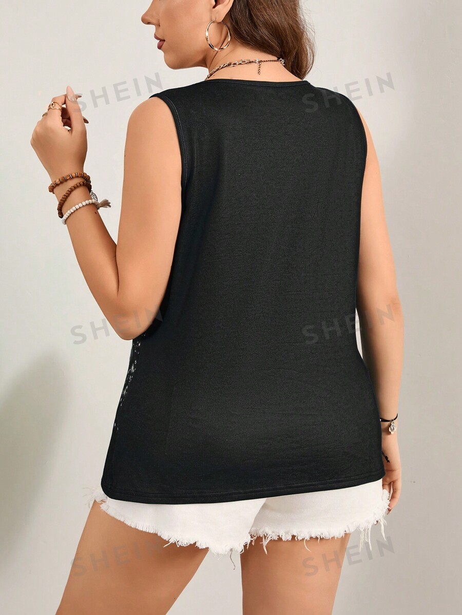 SHEIN LUNE Plus size dames tanktop met stripfiguur en kleurrijke ...