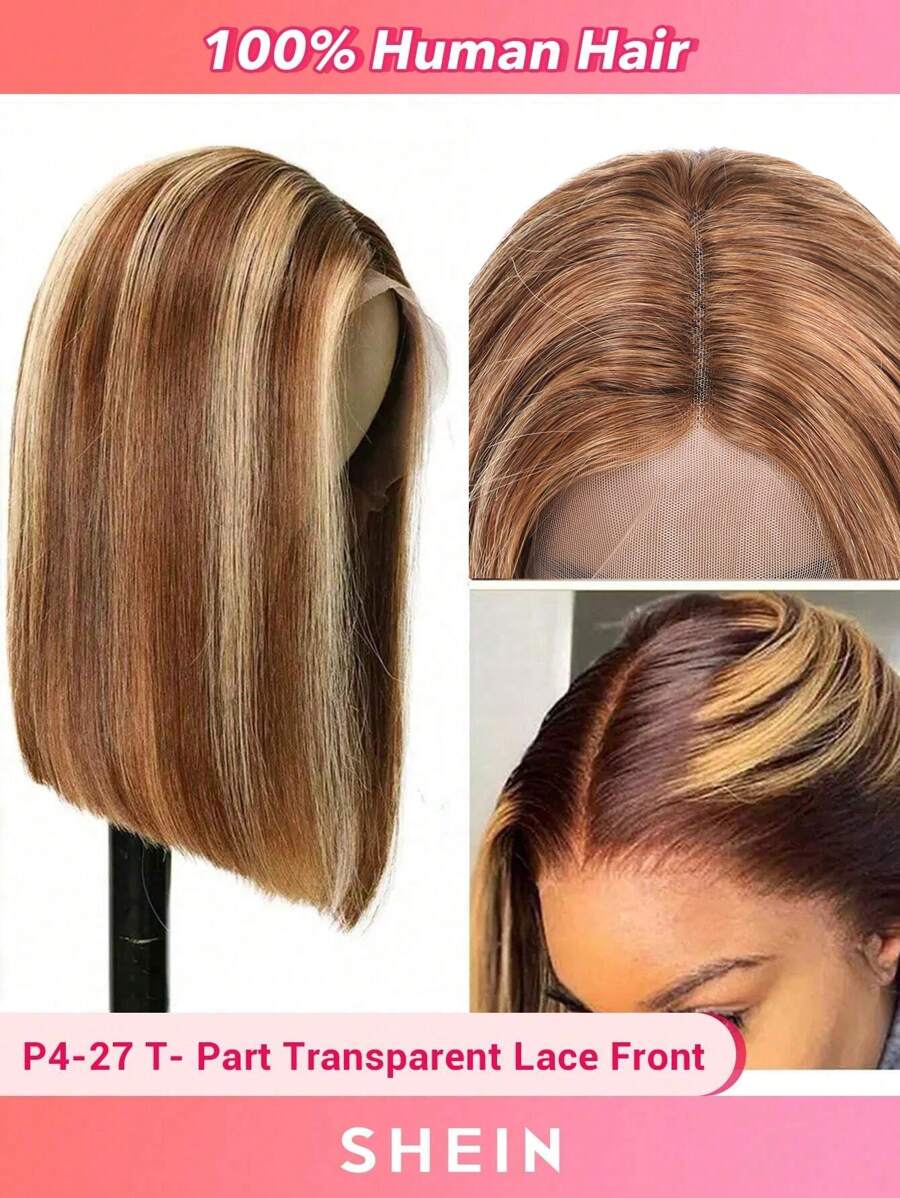 Short Bob Wig P4/27 Wigs T Part Transparent Lace Wig For Women ...