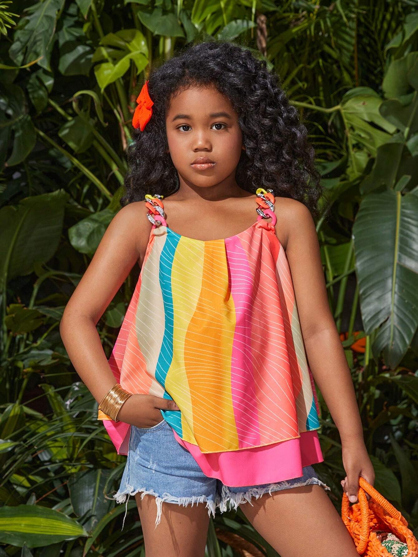 Tween Girl Casual Colorful Striped Loose Tank Top, Perfect For Spring ...