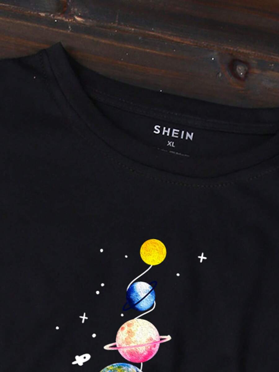 SHEIN LUNE Planet And Astronaut Print Tee for Sale Australia| New ...