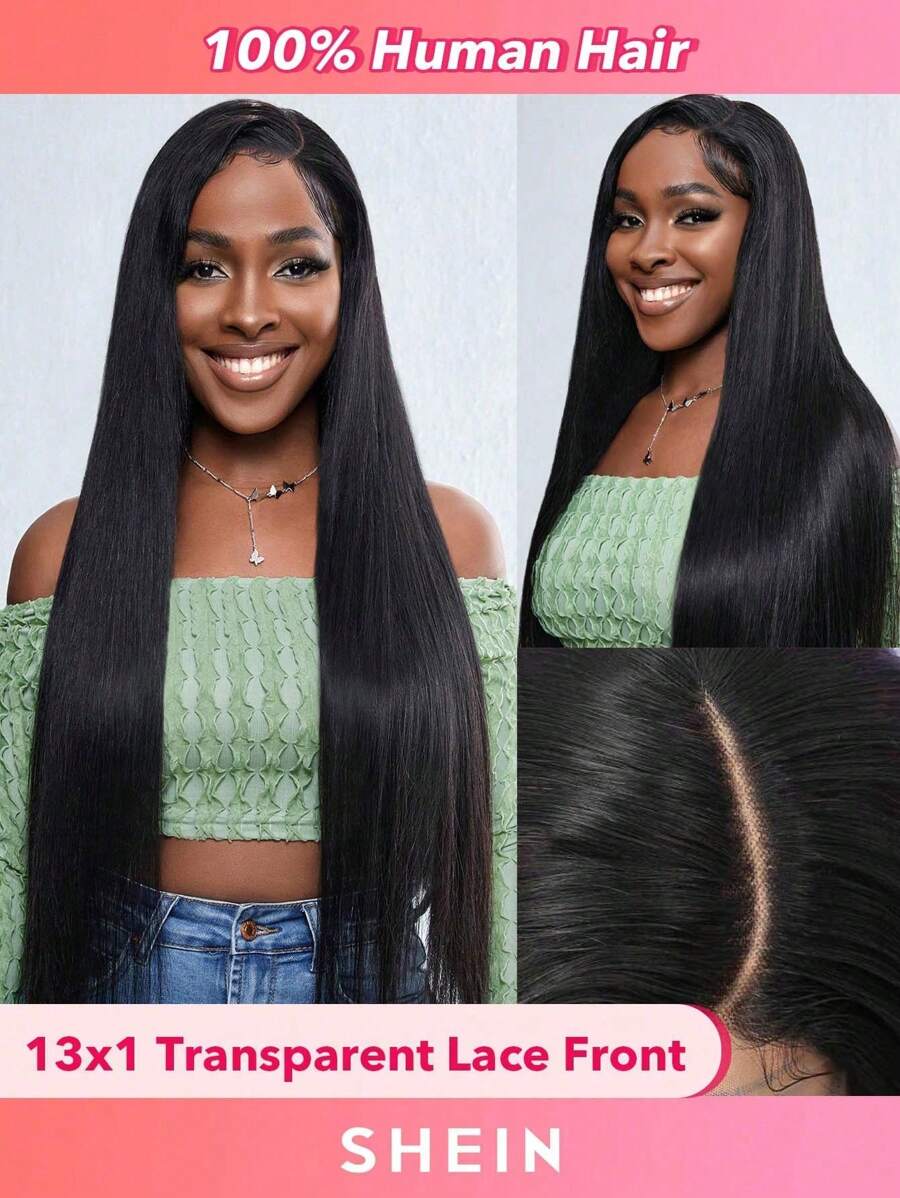 Transparent Lace Straight T Part Lace Wig Real Human Hair Lace Frontal ...
