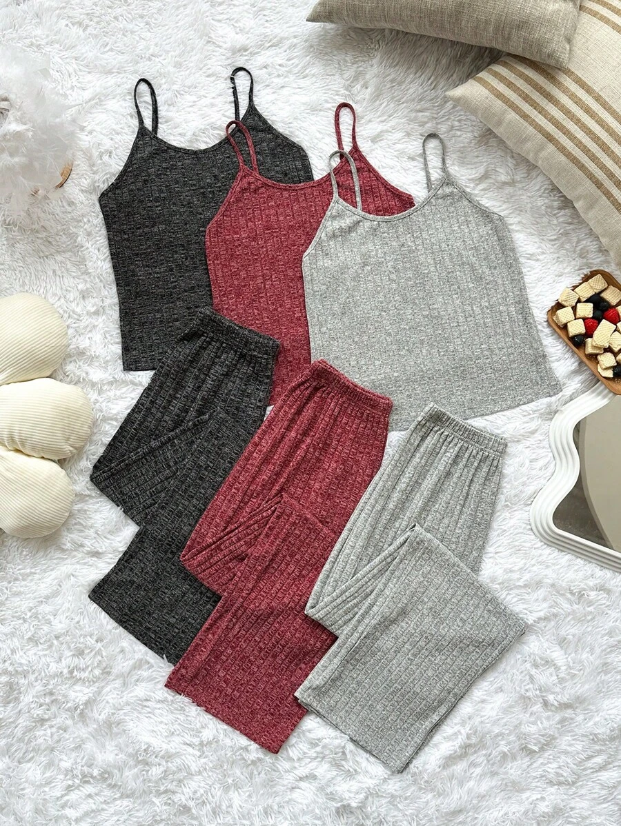 Women Simple And Solid Color Daily Homewear Set | SHEIN South Africa