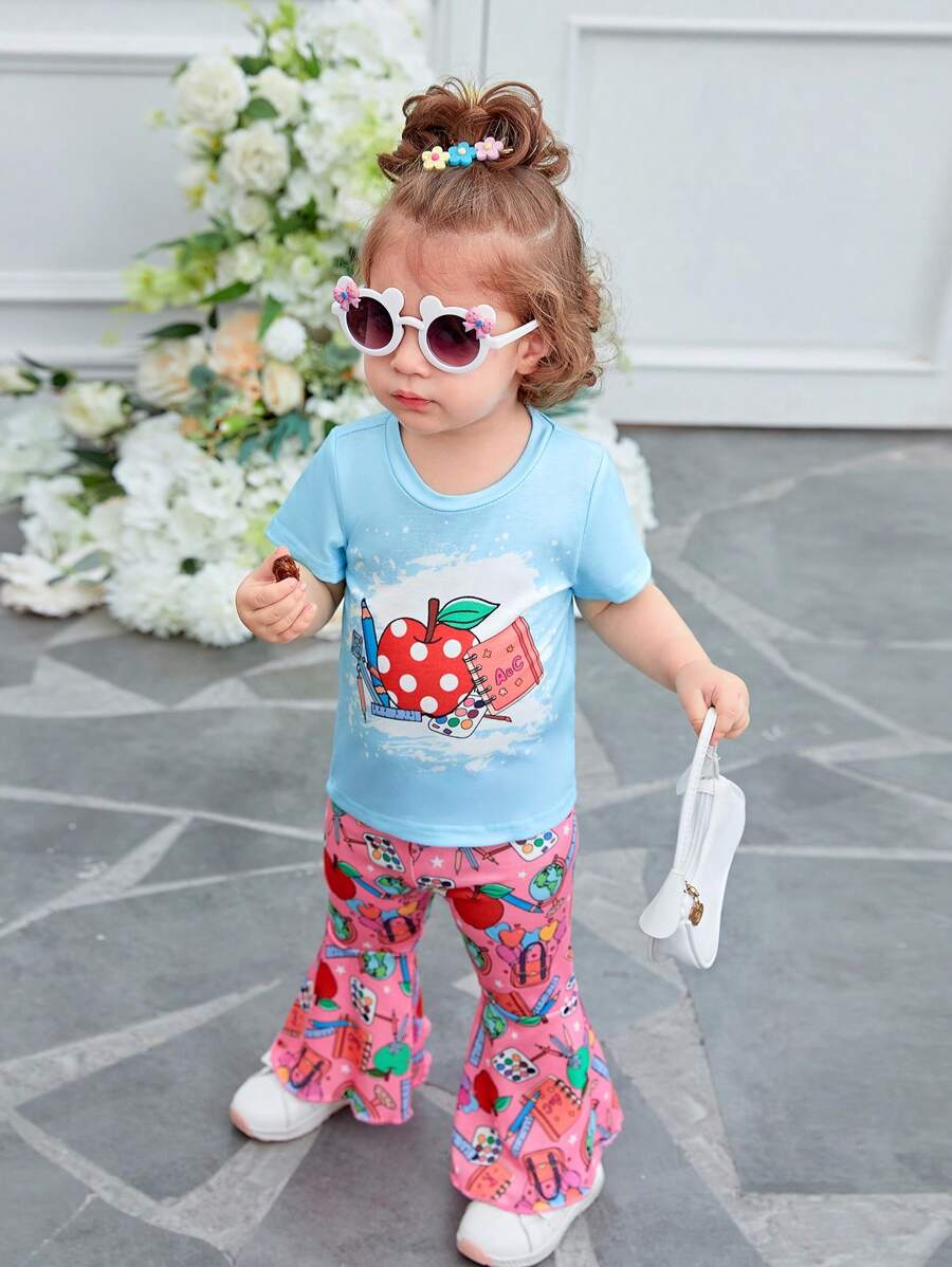 SHEIN Conjunto de 2 piezas para niña, casual y básico. Camiseta ...