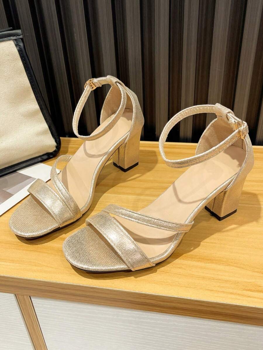 Teenagers High Heel Sandals, Simple & Fashionable Buckle Closure Chunky ...