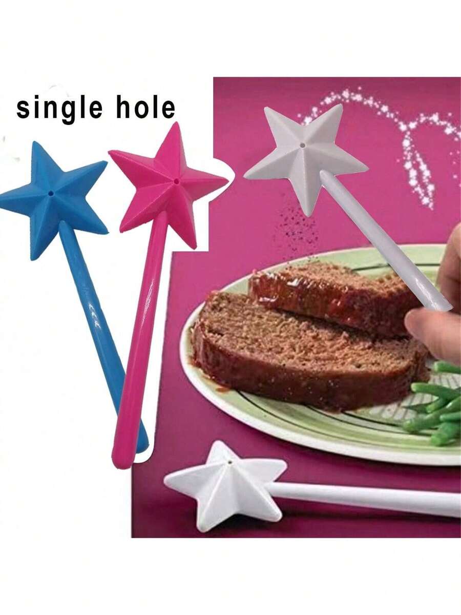 1pc Creative Colorful Star Shaped Salt & Pepper Shaker With Magic Wand ...