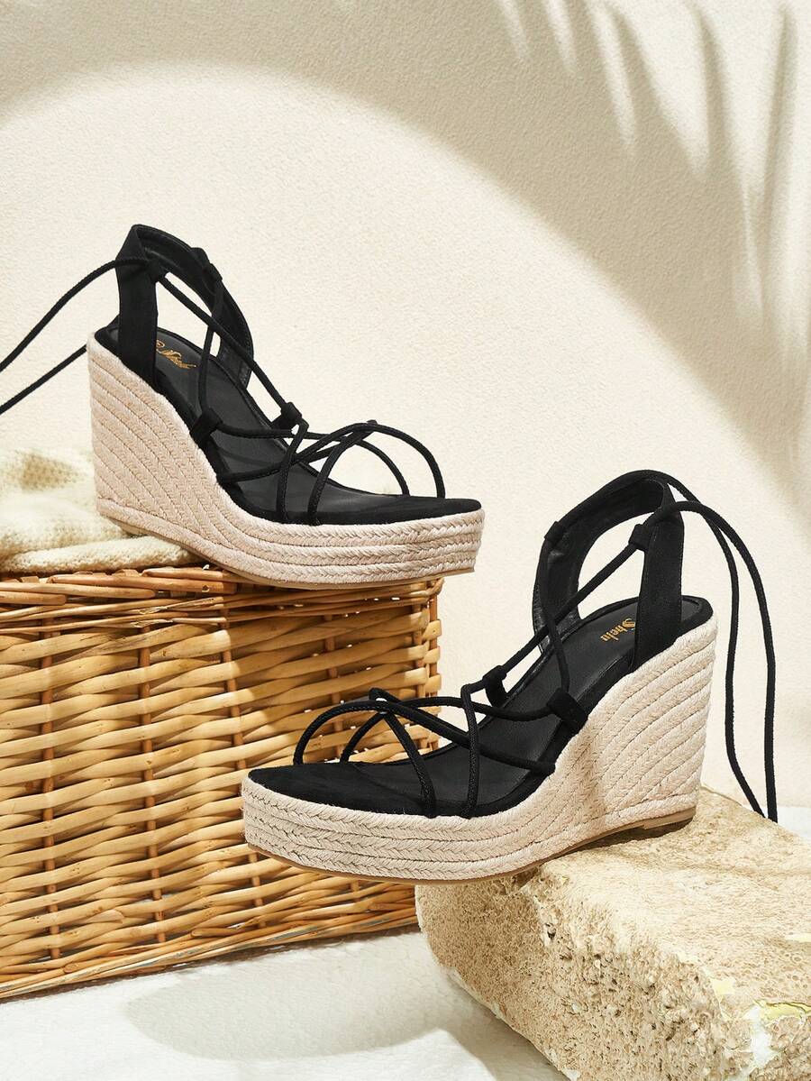 Styleloop Fashionable Women's Black Sandals With Wedge Heels And Thick ...