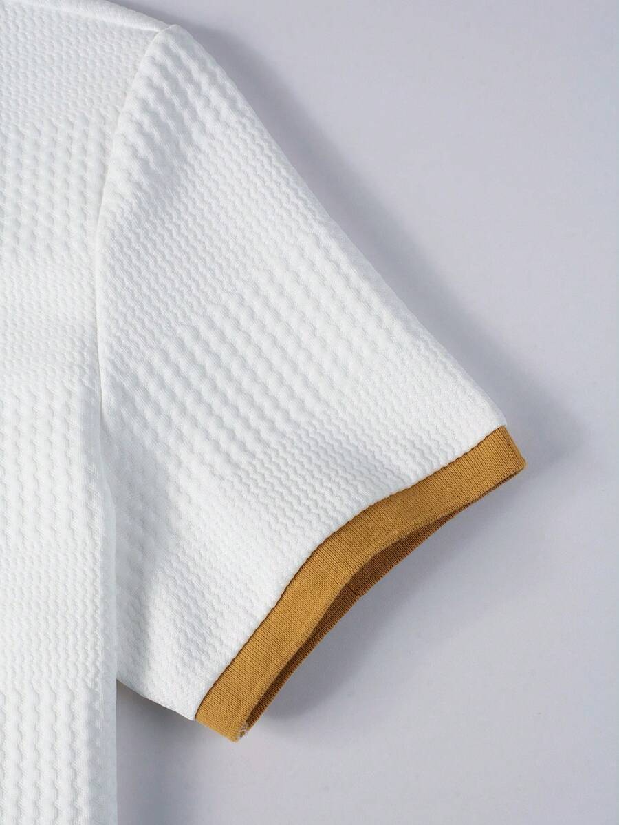 Manfinity Homme Men's Textured Contrast Color Polo Shirt | SHEIN UK