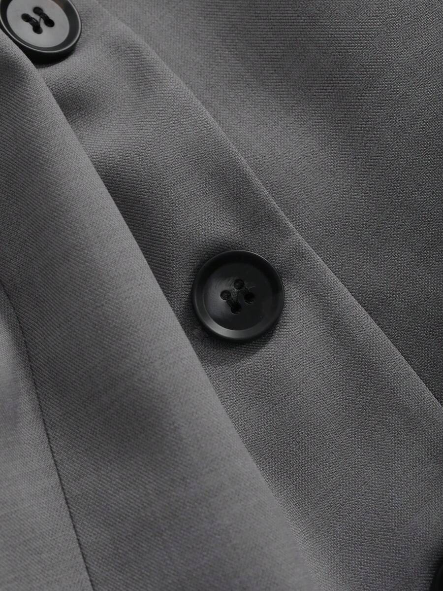 DAZY Women Fashionable Simple Lapel Neck Waistcoat And Wide-Leg Pants Suit Set | SHEIN USA