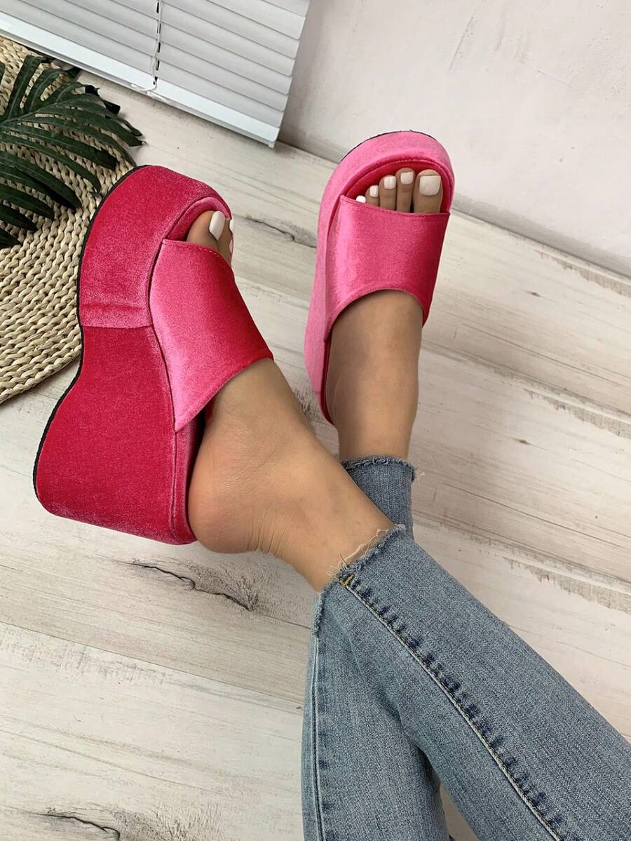 ROMWE J-Fashion Women's Platform Hot Pink Sandals With Open Toe And ...