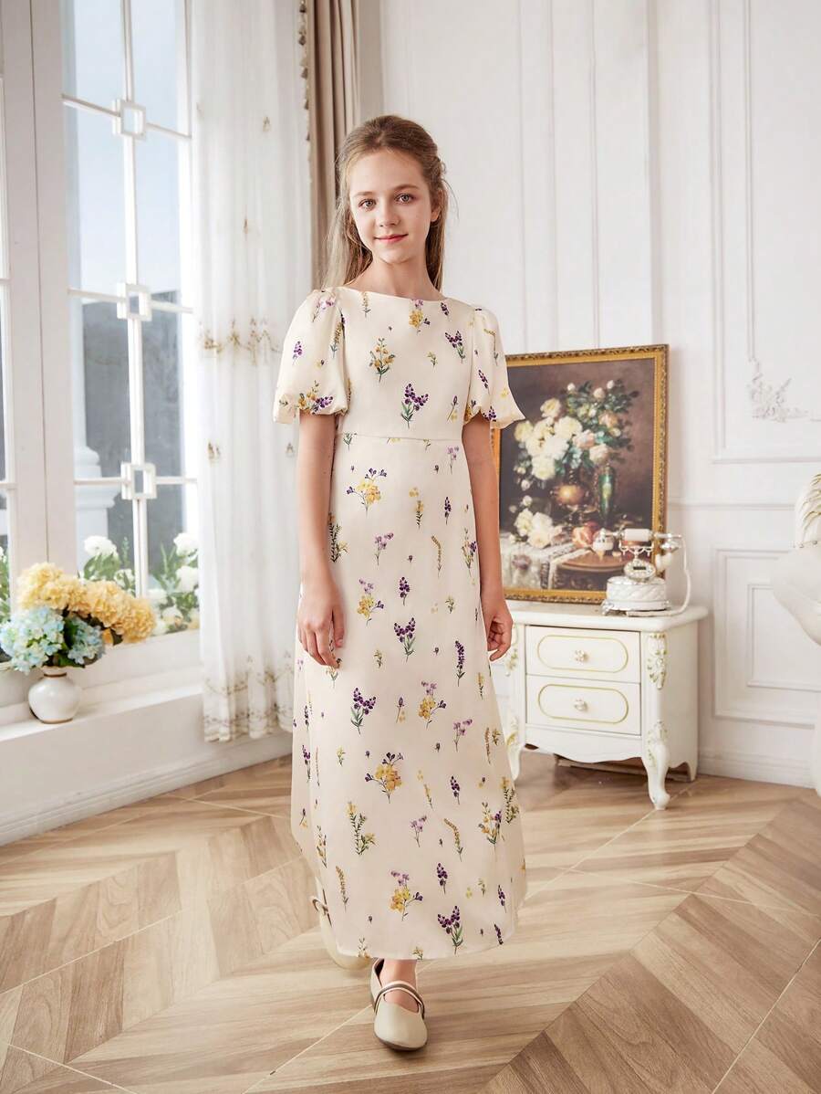 SHEIN DRMZ Tween Girl Tween Girl Elegant Off Shoulder Court Sleeve ...