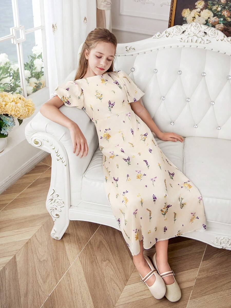 SHEIN DRMZ Tween Girl Tween Girl Elegant Off Shoulder Court Sleeve ...