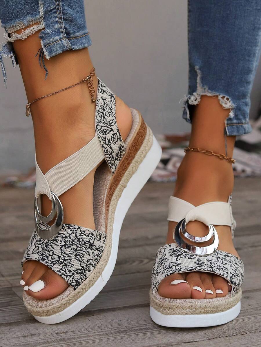 Women Fashionable Wedge Sandals With Thick Soles, Open Toes, And A ...