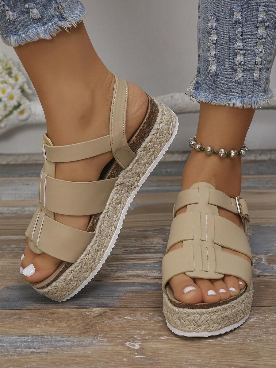 Women Fashionable Earth Toned Sandals, Versatile Fisherman Style ...