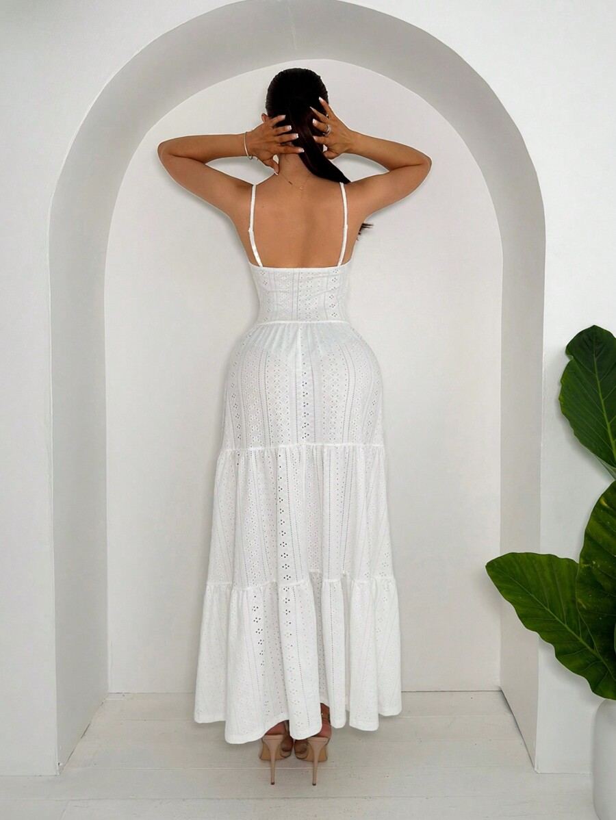 SHEIN SXY Women Summer Holiday Burnt-Out Floral Embroidery Long Cami ...