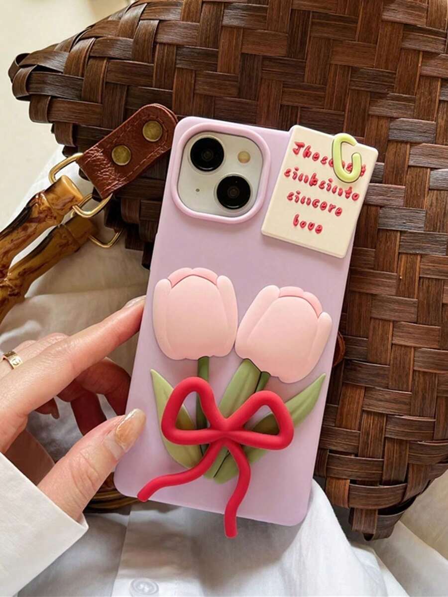 Neuankömmling lila 3D Tulpe Schleife Silikon Handyhülle mit ...