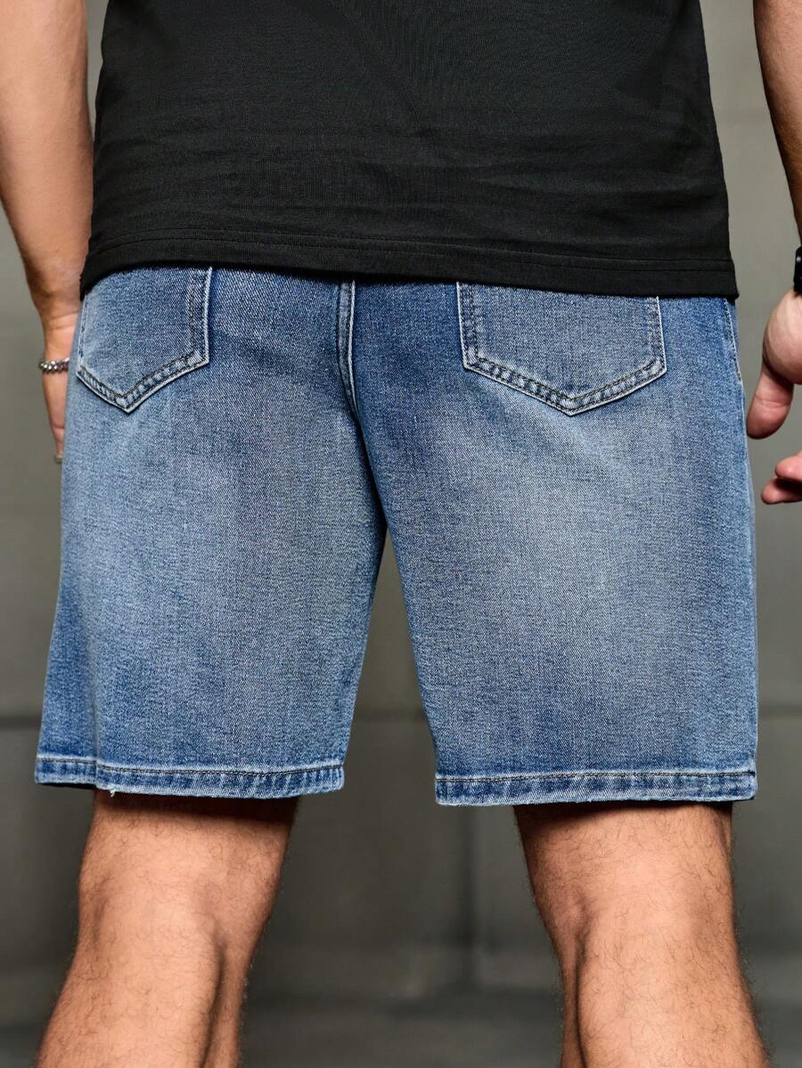 Manfinity RivetRise Men Summer Slant Pocket Washed Ripped Denim Shorts ...