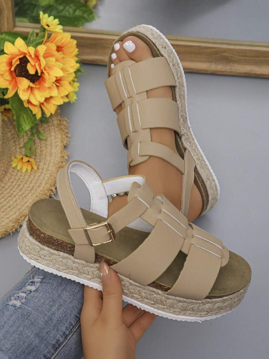 Women Fashionable Earth Toned Sandals, Versatile Fisherman Style ...