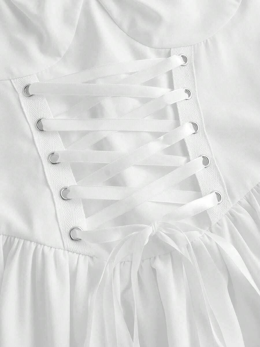 Tween Girl Fitted Elegant Elegant Spaghetti Strap Ruffled Waist Binding ...