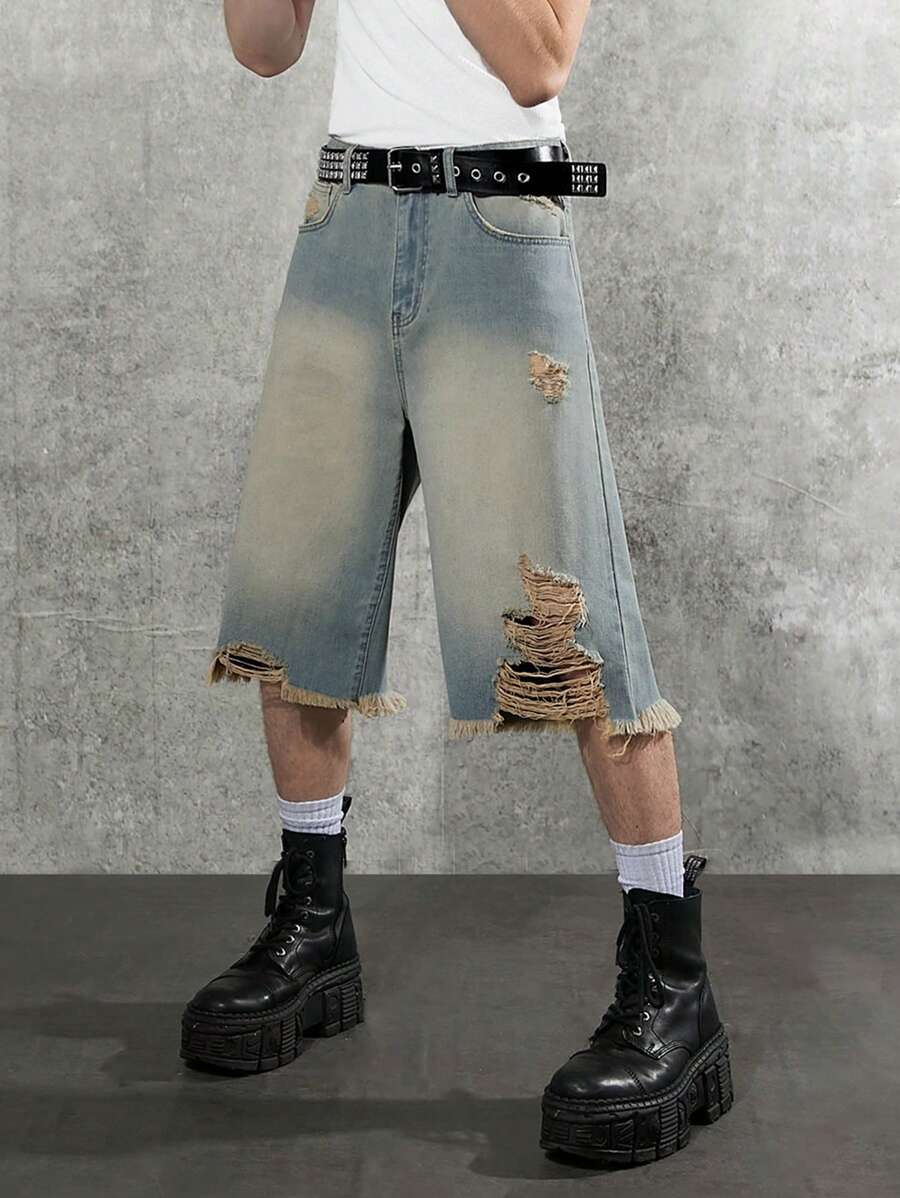 Manfinity Denimwave Y2K Vintage Denim Jorts Herren Leichtblau Patchwork ...