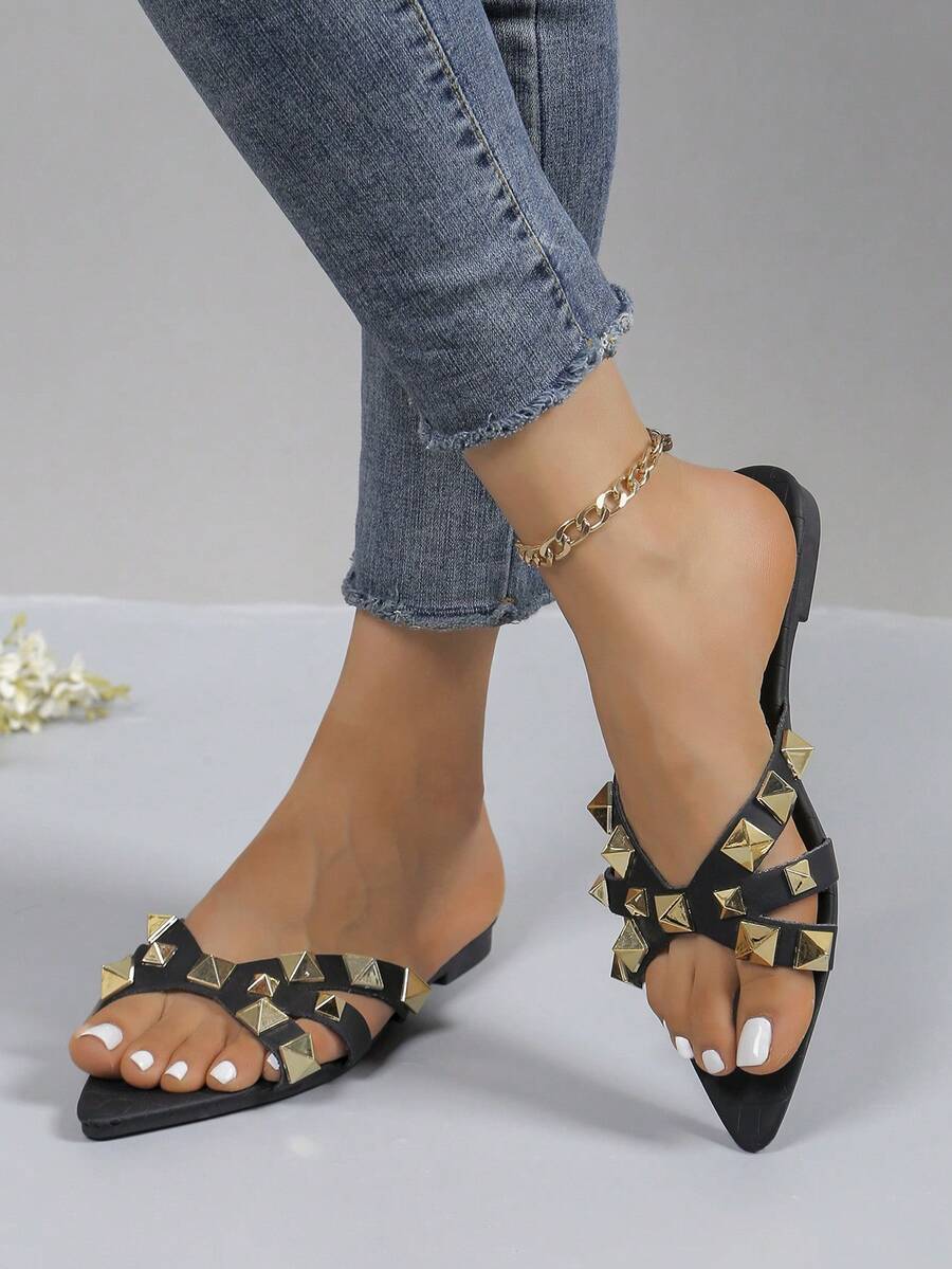 Women Flat Flip-Flops New 2024 Summer Slip-On Open Toe Slides With ...