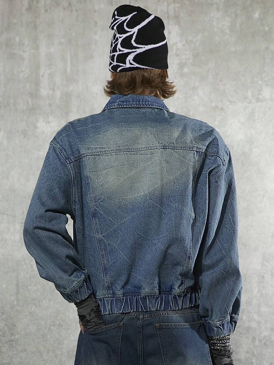 Manfinity Denimwave Men's Blue Denim Short Jacket With Unique Double ...