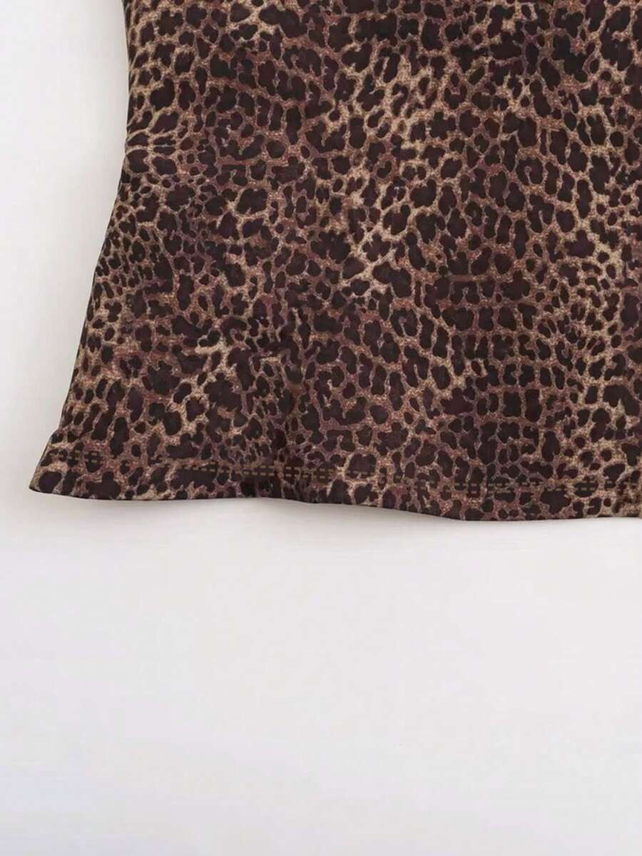 SHEIN ICON Women Leopard Print Lace Trim Spaghetti Strap Cami Top ...