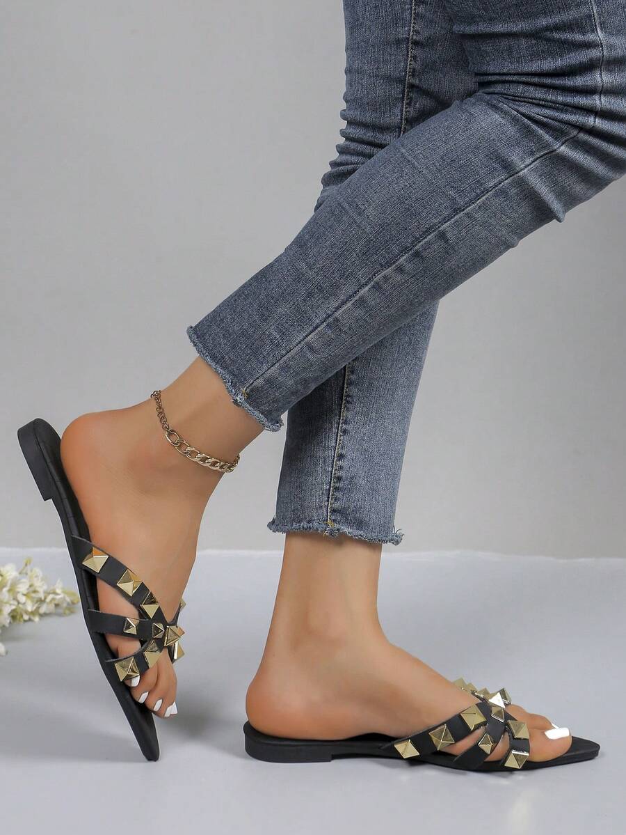 Women Flat Flip-Flops New 2024 Summer Slip-On Open Toe Slides With ...