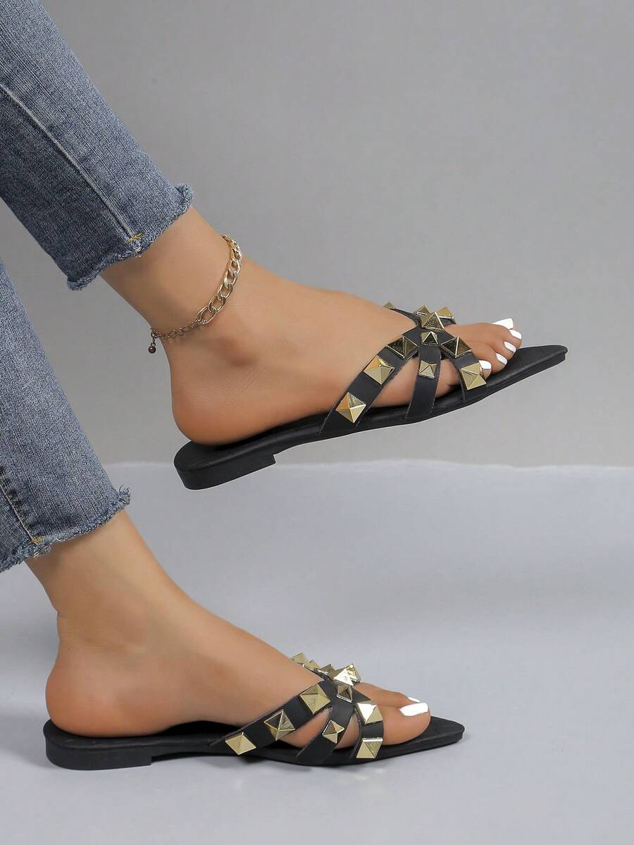 Women Flat Flip-Flops New 2024 Summer Slip-On Open Toe Slides With ...