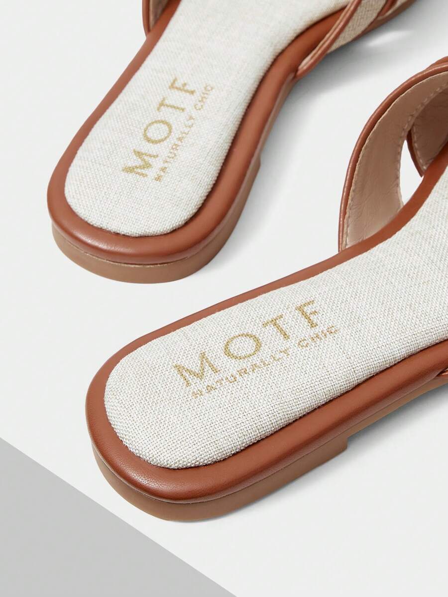 MOTF PREMIUM CUCCOO WOMEN'S FASHION WEBBING THICK-SOLED BEIGE WHITE ...