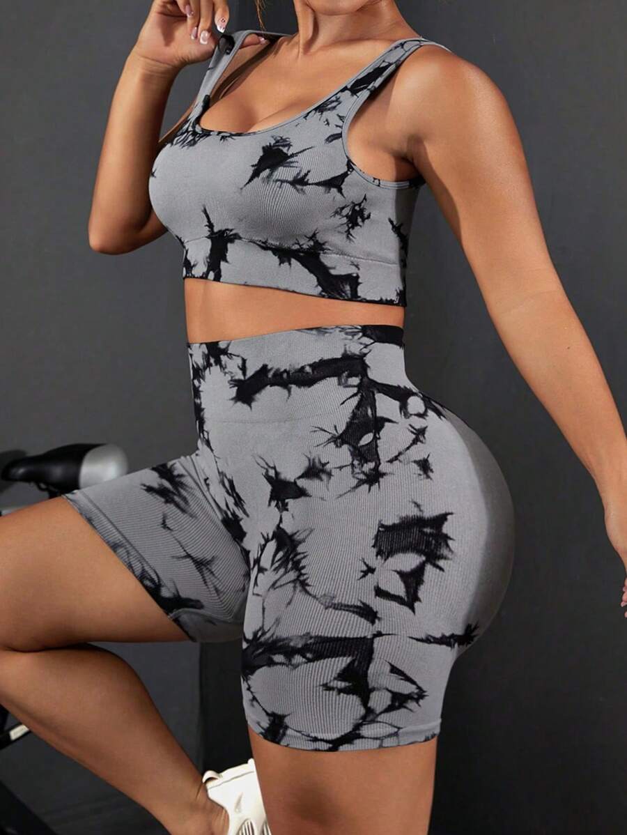 SHEIN Sport Studio Plus Size Seamless Tank Top And Shorts Active Set ...