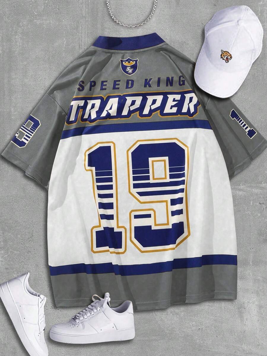 Manfinity EMRG Heren zomer casual T-shirt met V-hals, korte mouwen en ...