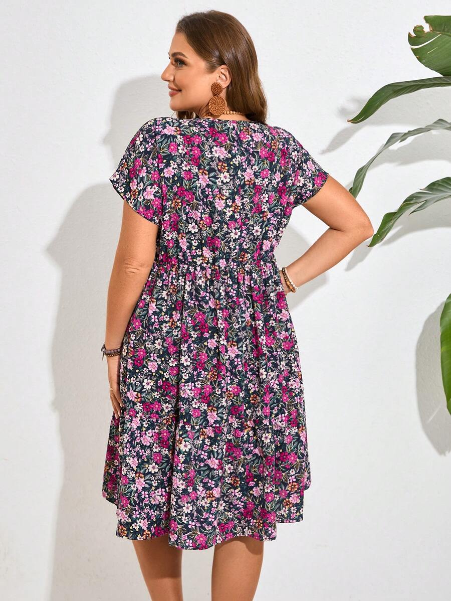 EMERY ROSE Plus Size Vacation Leisure Floral Print Swing Dress For Summer | SHEIN USA