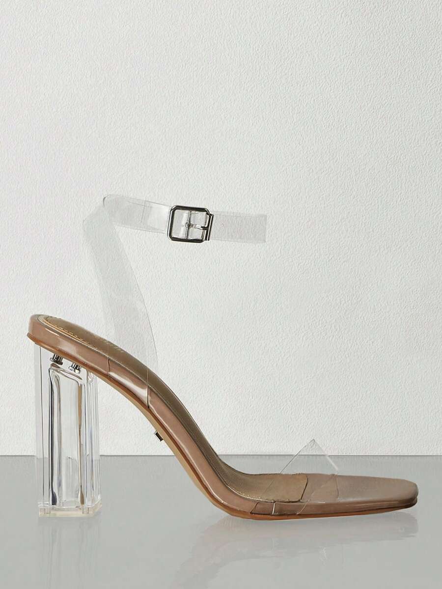 SheIn SXY Clear Chunky Heeled Sandals Vacation Shoes Summer Back To ...
