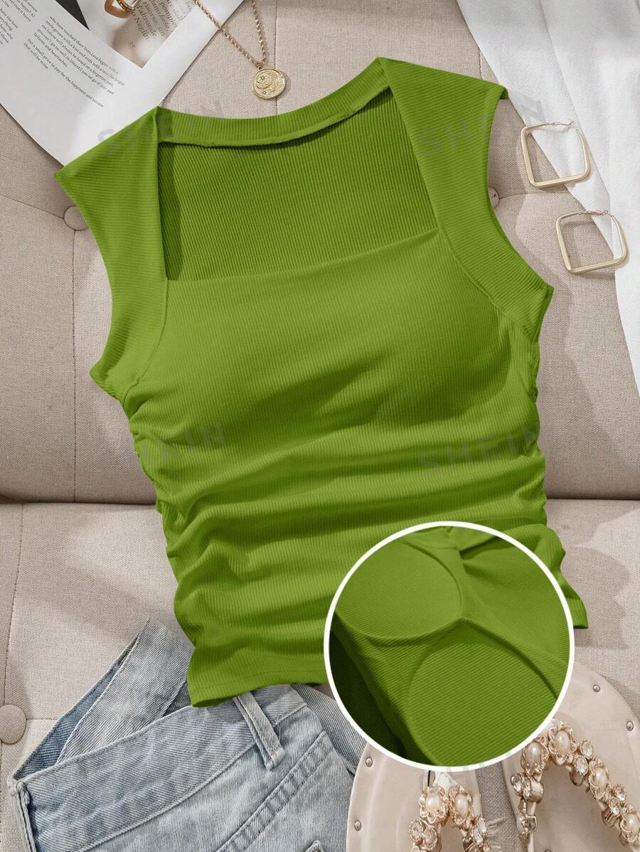 Shein Ezwear Damen Tanktop Mit Quadratischem Ausschnitt Und Schlanker