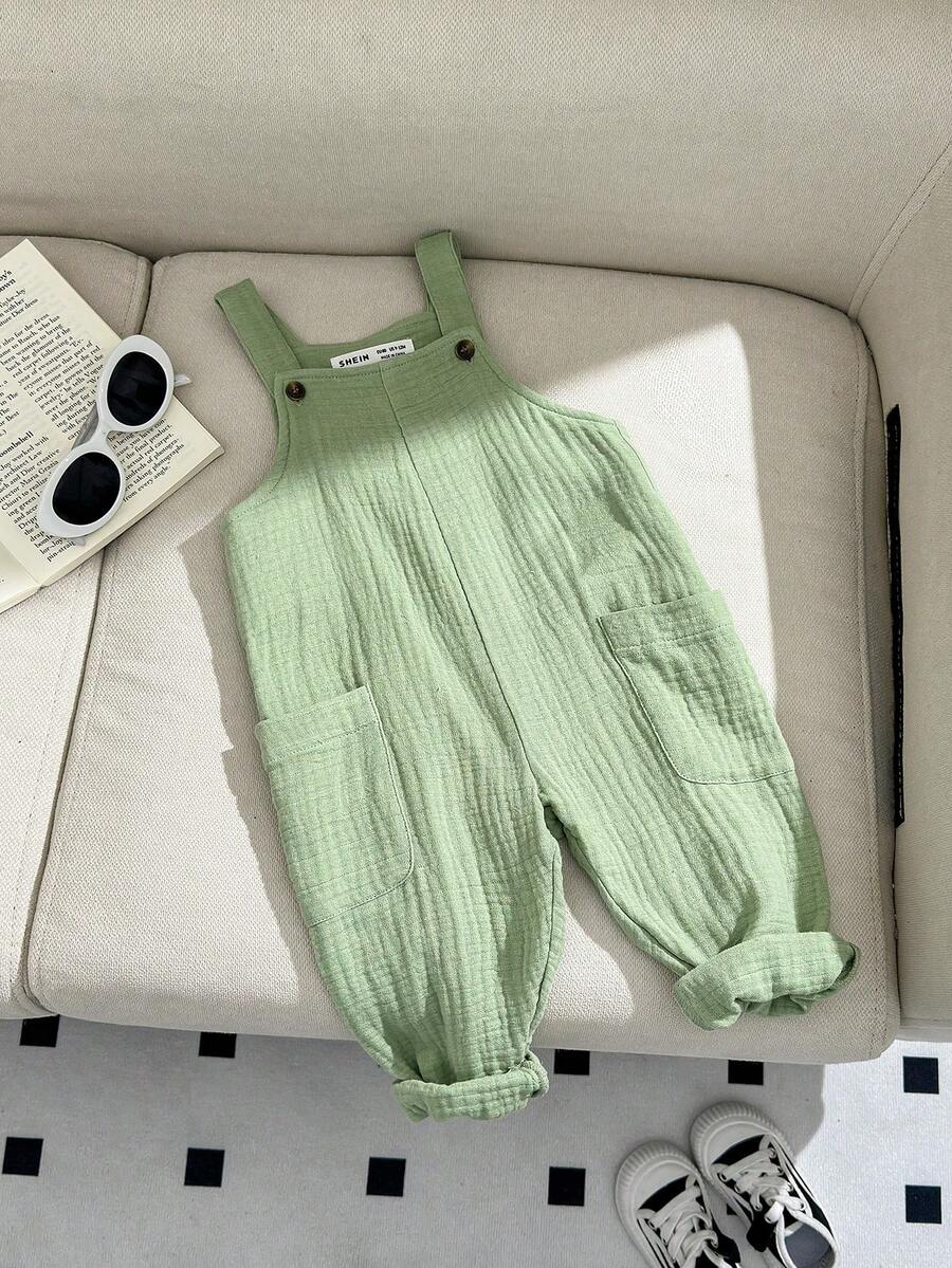 SHEIN Cute Unisex Baby Cotton Romper Jumpsuit, Simple Solid Color ...