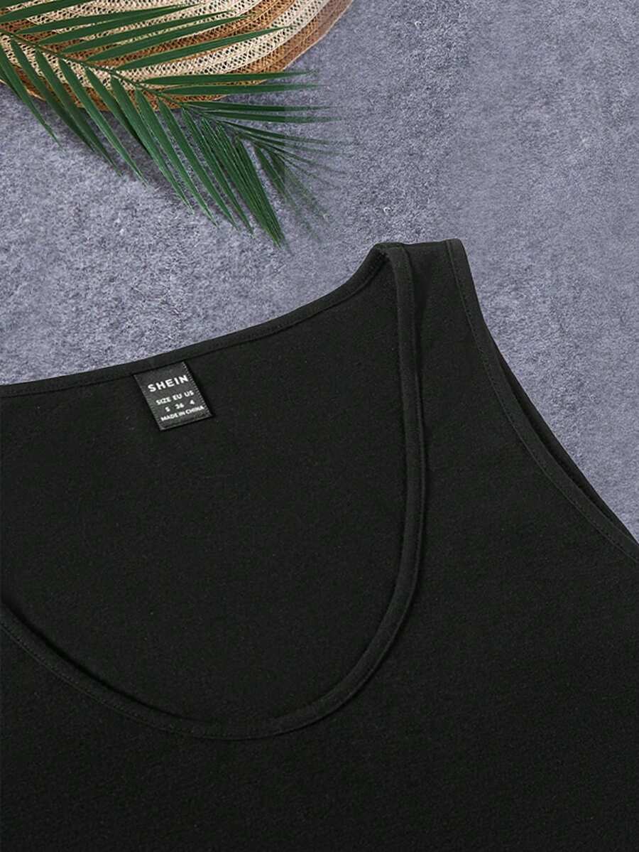 SHEIN VCAY Women's Sleeveless Casual Sunset Palm Tree Beach Print ...