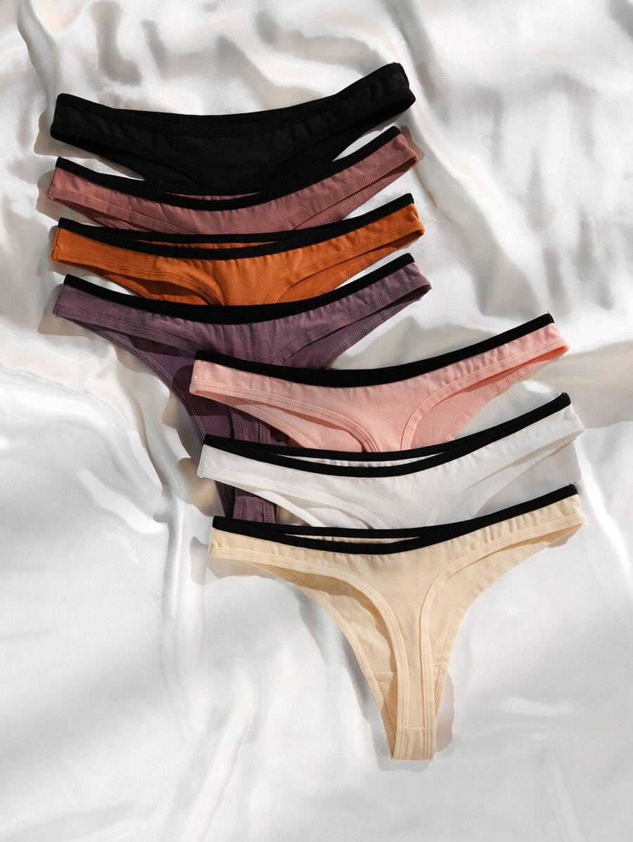 Mujeres Calzones de tanga simples con ribete de bloque de color ...