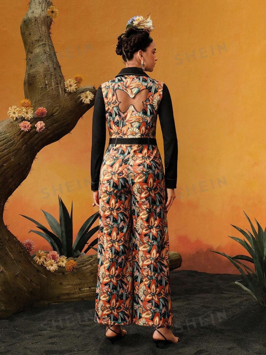 Frida Kahlo X SHEIN X Designer KATHARSIS Enterizo con estampado floral ...