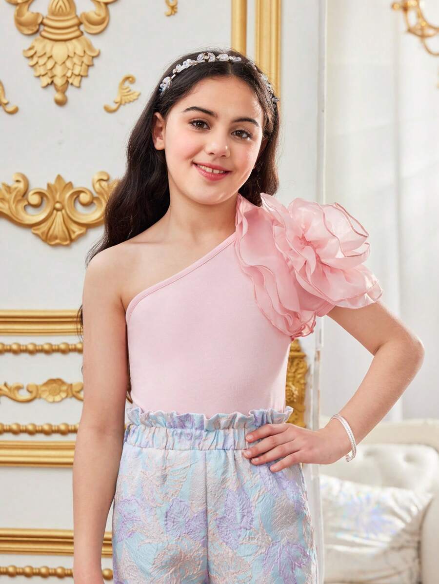 SHEIN Camiseta linda para niña preadolescente estilo palacio de un ...