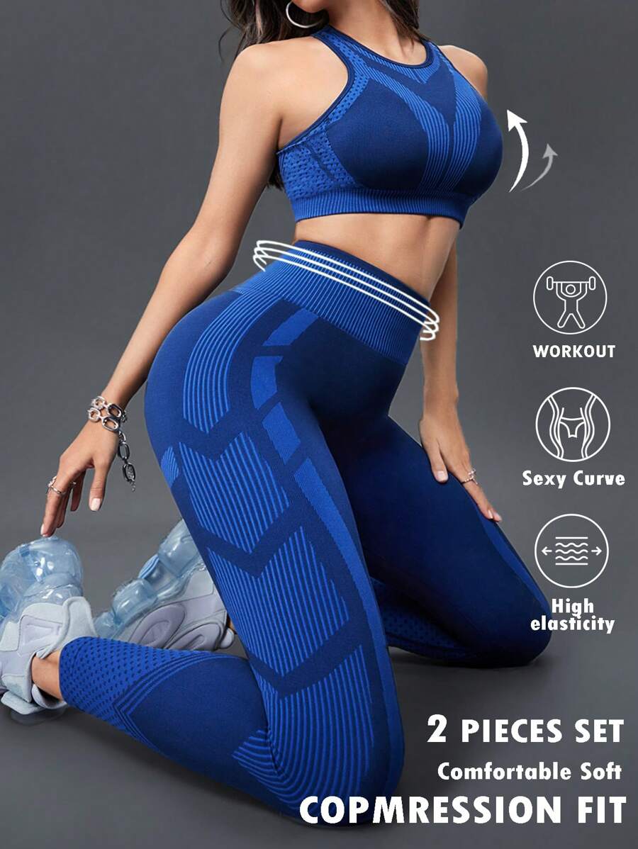 Innovista Summer Woman Seamless Sports 2 Pieces Set/ 2pcs, Push Up Bra & Butt-Lifting Leggings ...