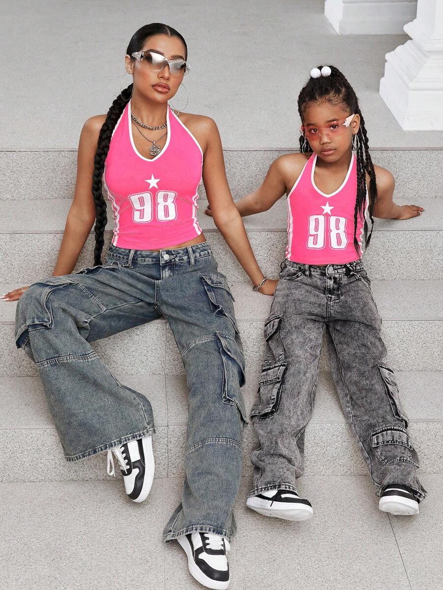 SHEIN Tween Girl Casual Colorblock Knitted Halter Top, Spring/Summer ...