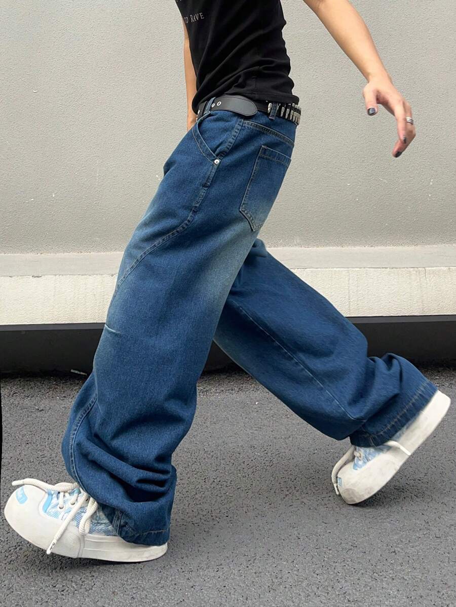 Manfinity EMRG Men Plus Size Loose Fit Denim Jeans Oversize Long Washed ...