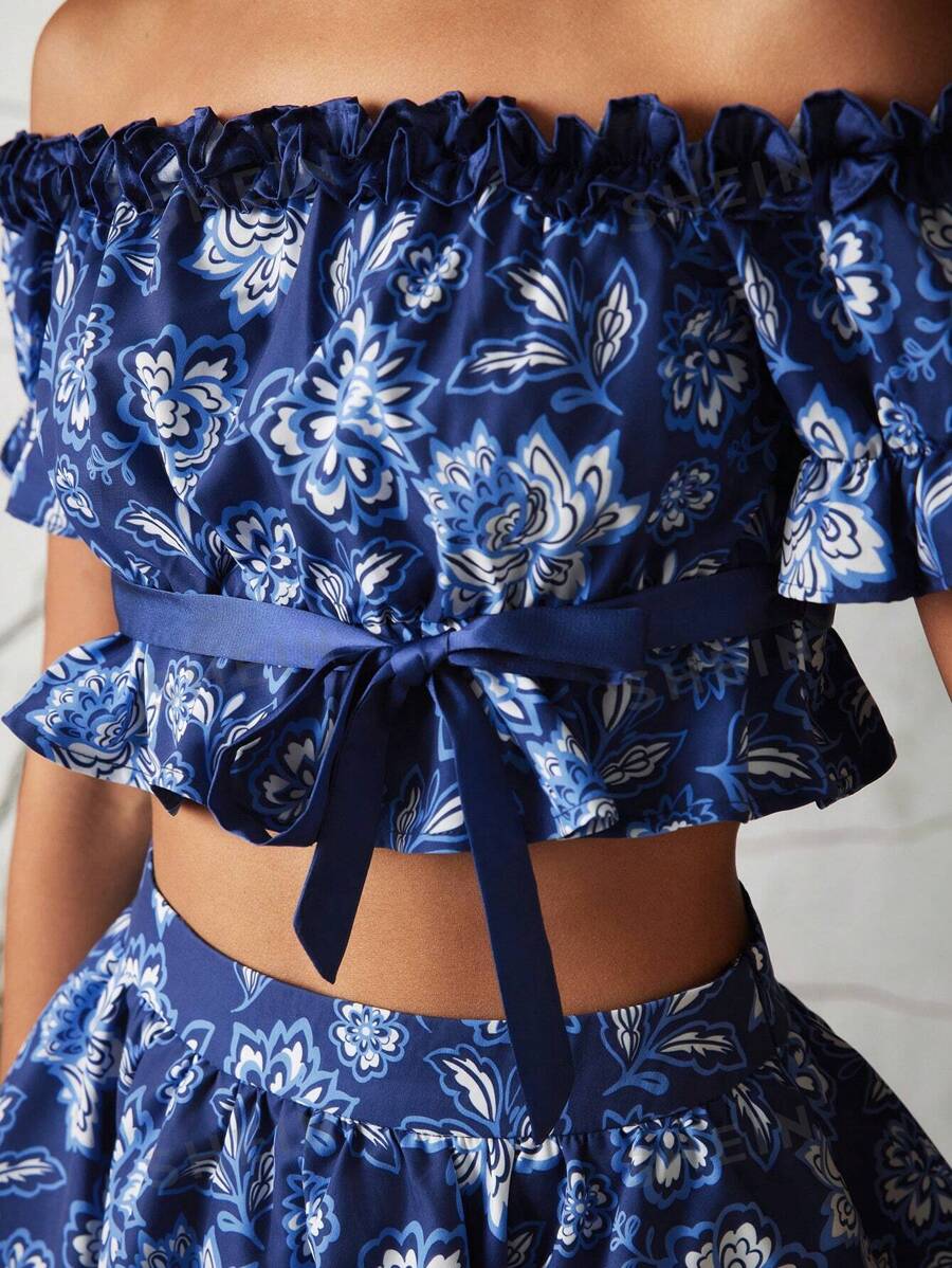 Frida Kahlo X SHEIN X Designer VALERIA GALIPOLI Blumen Muster Crop Top ...