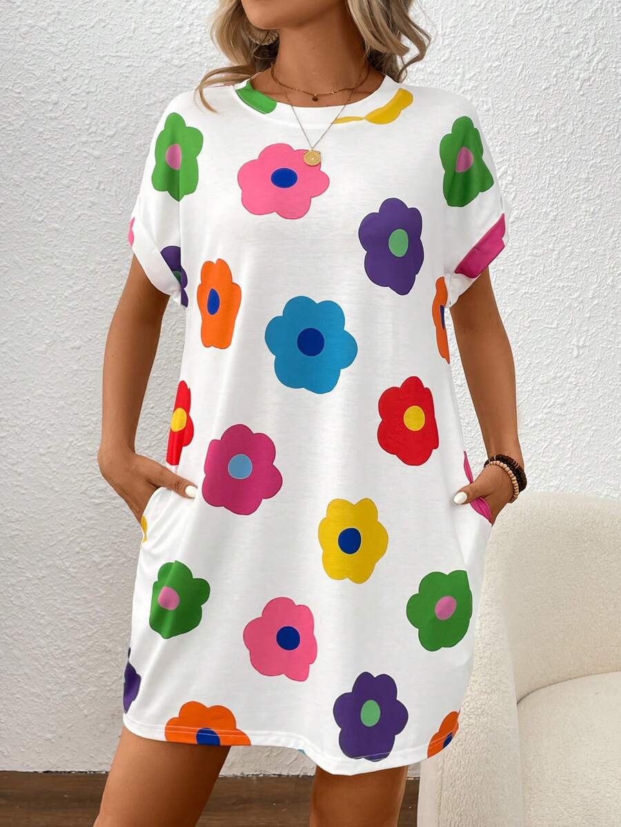 SHEIN Essnce Women Casual Vacation Colorful Flower All-Over Printed ...
