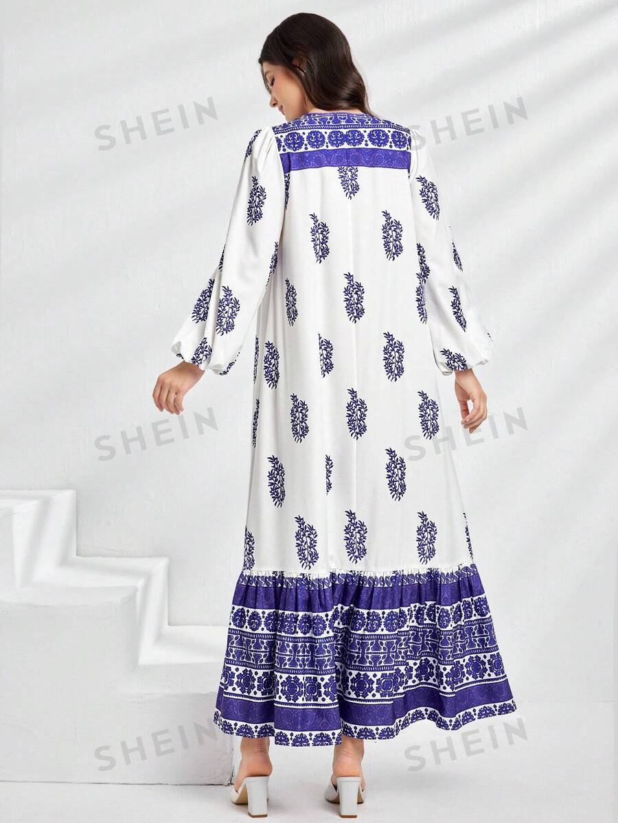 SHEIN Mulvari Vestido árabe casual feminino com alças e bainha com ...