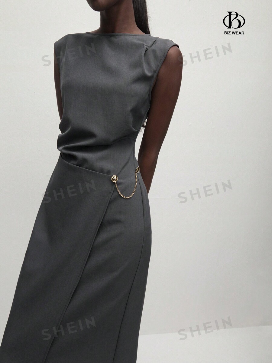 SHEIN BIZwear Women's Elegant Professional Wrapping Tank Dress For Tall Women | SHEIN UK