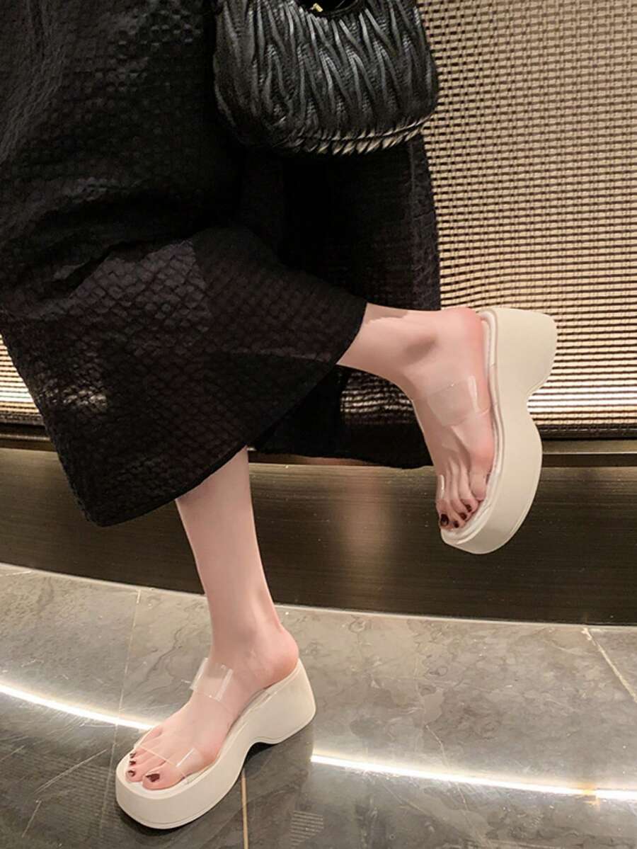 Women Slope Heels Thick Sole Sandals, Peep Toe Platform Wedge Shoes ...