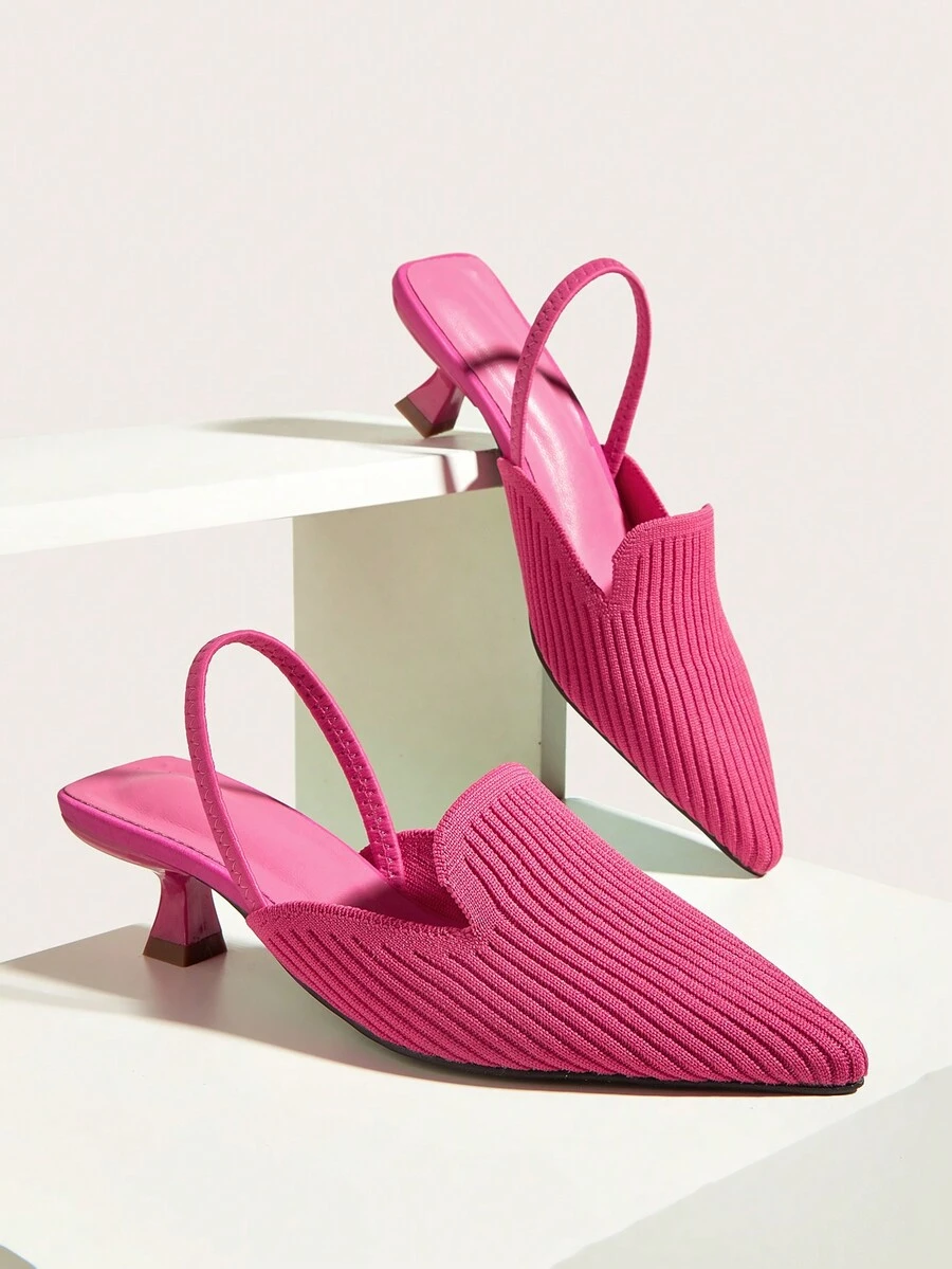 Fashionable Women's High Heel Pumps With Pink Back Strap And Thin Heel ...